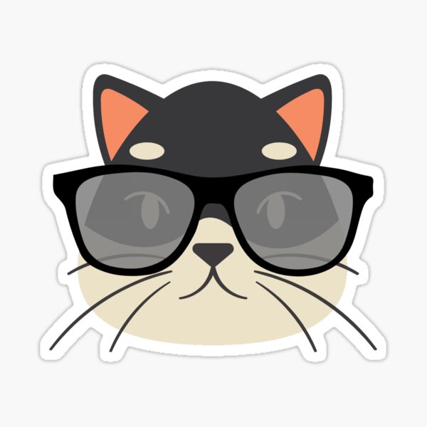 "Cat with glasses" Sticker for Sale by AsyaCat | Redbubble