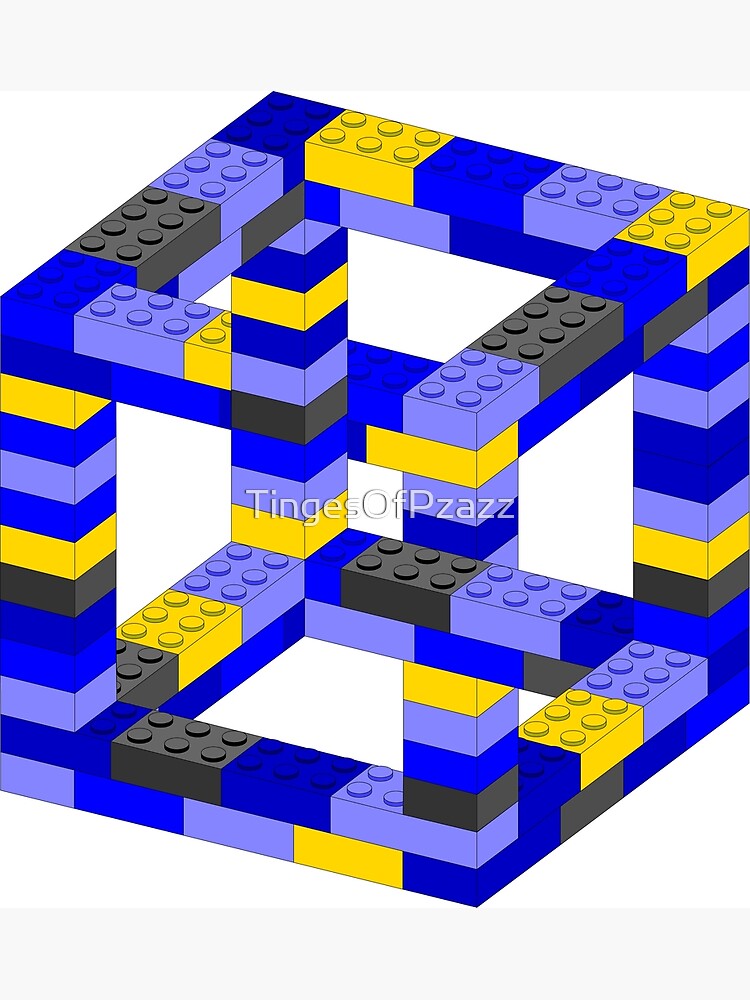 "Impossible Cube Bricks Blue Version" Poster for Sale by TingesOfPzazz | Redbubble