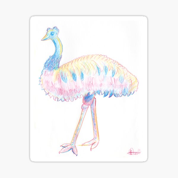 "Rainbow Emu" Sticker by ArtHeroes | Redbubble