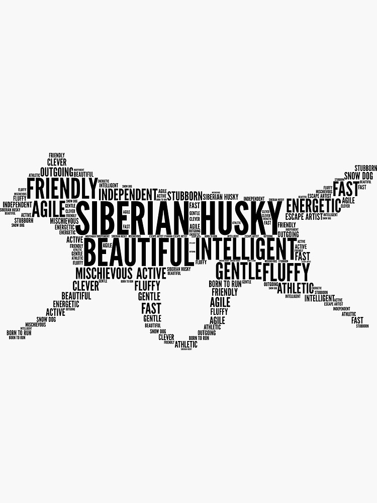 "Siberian Husky Word Art" Sticker for Sale by Typeglyphs | Redbubble