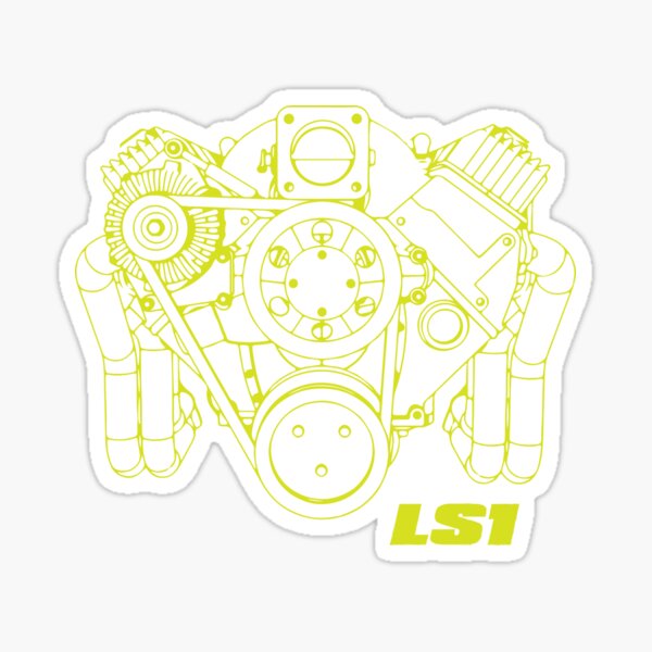 "LS1 V8 Car Engine Block Sketch" Sticker for Sale by mrinkpen | Redbubble