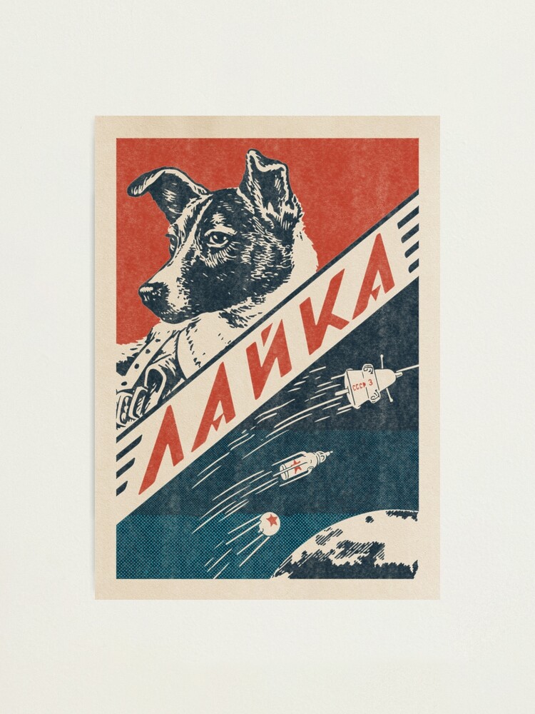 "Laika, Soviet space dog - Vintage space poster #11" Photographic Print ...