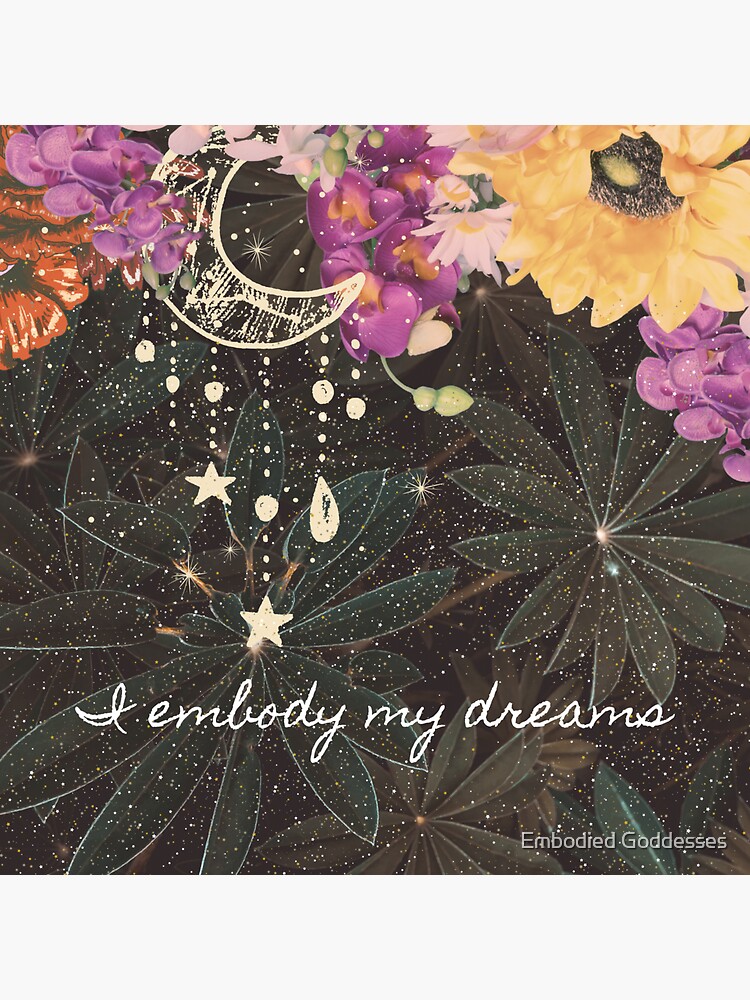 "Pink and Green I Embody My Dreams Embodiment Affirmation with Moon and ...