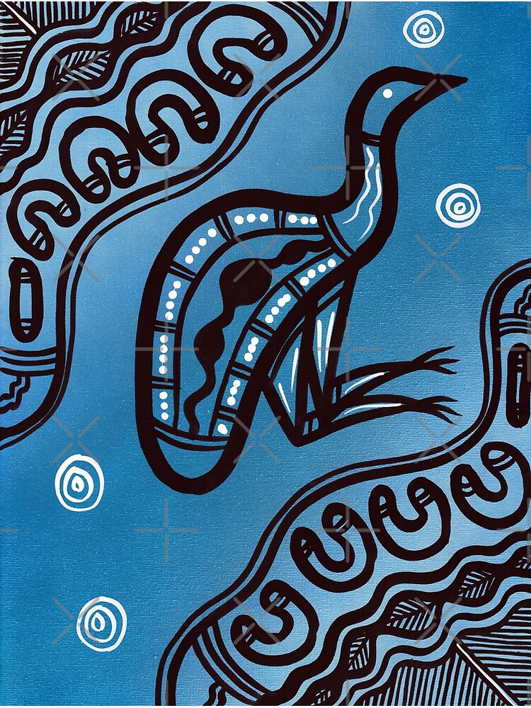 "Authentic Aboriginal Art - Emu (Blue)" Poster for Sale by HogarthArts ...