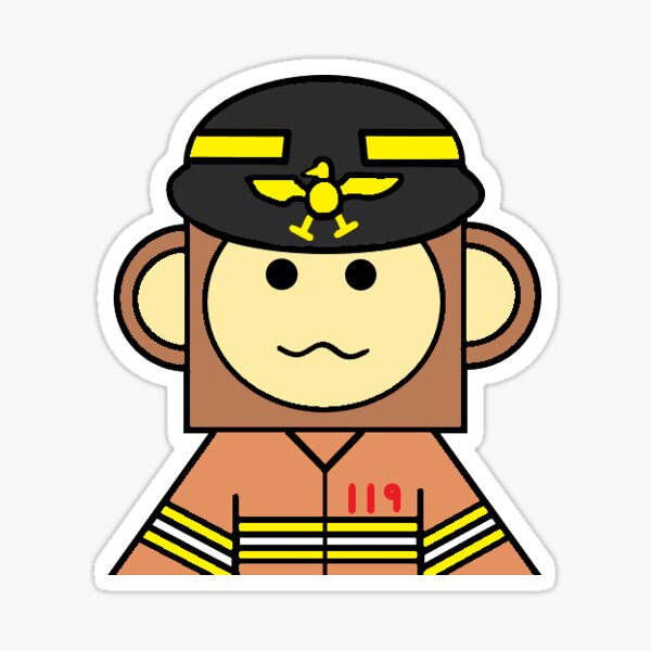 "Firefighter Square Monkey" Sticker for Sale by SaintAhn | Redbubble