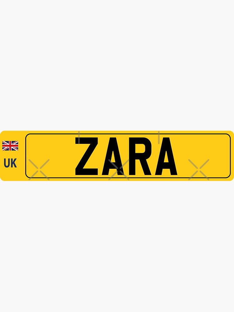 "Zara name - UK registration plate" Sticker by NameTheory | Redbubble