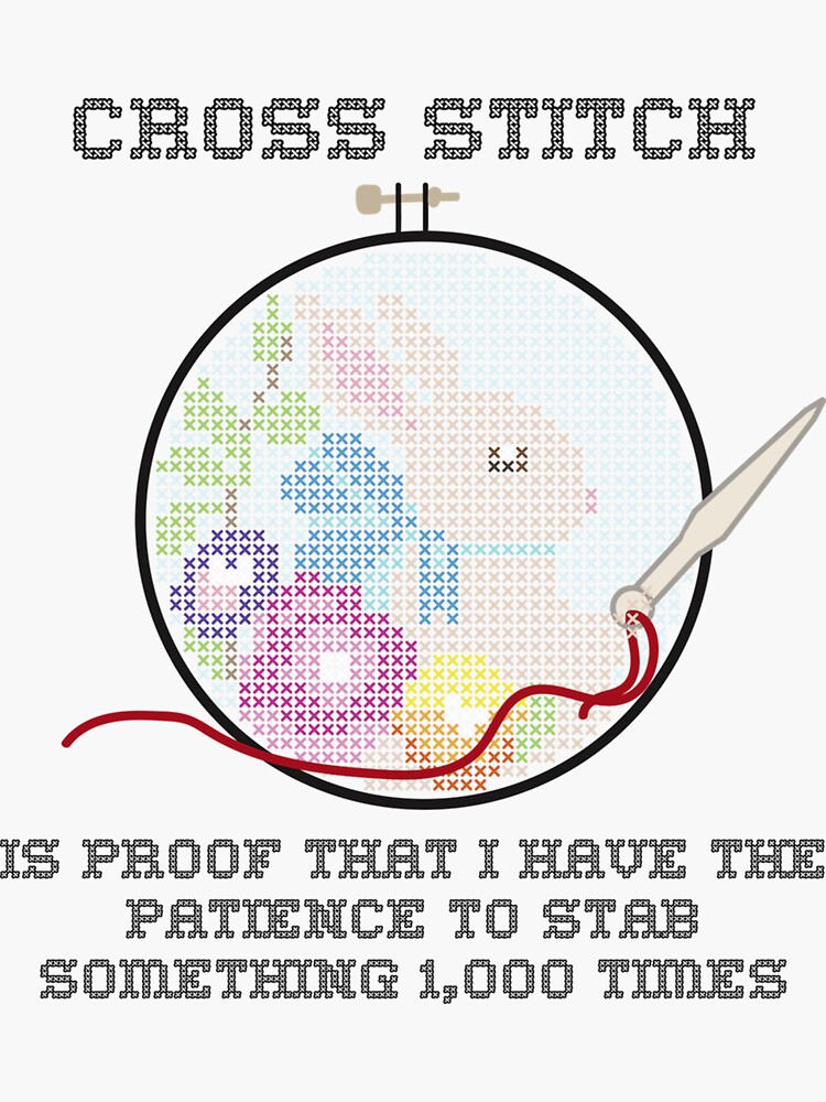 "Snarky Cross Stitch Bunny in A Hoop is Stabby Sticker" Sticker by ...