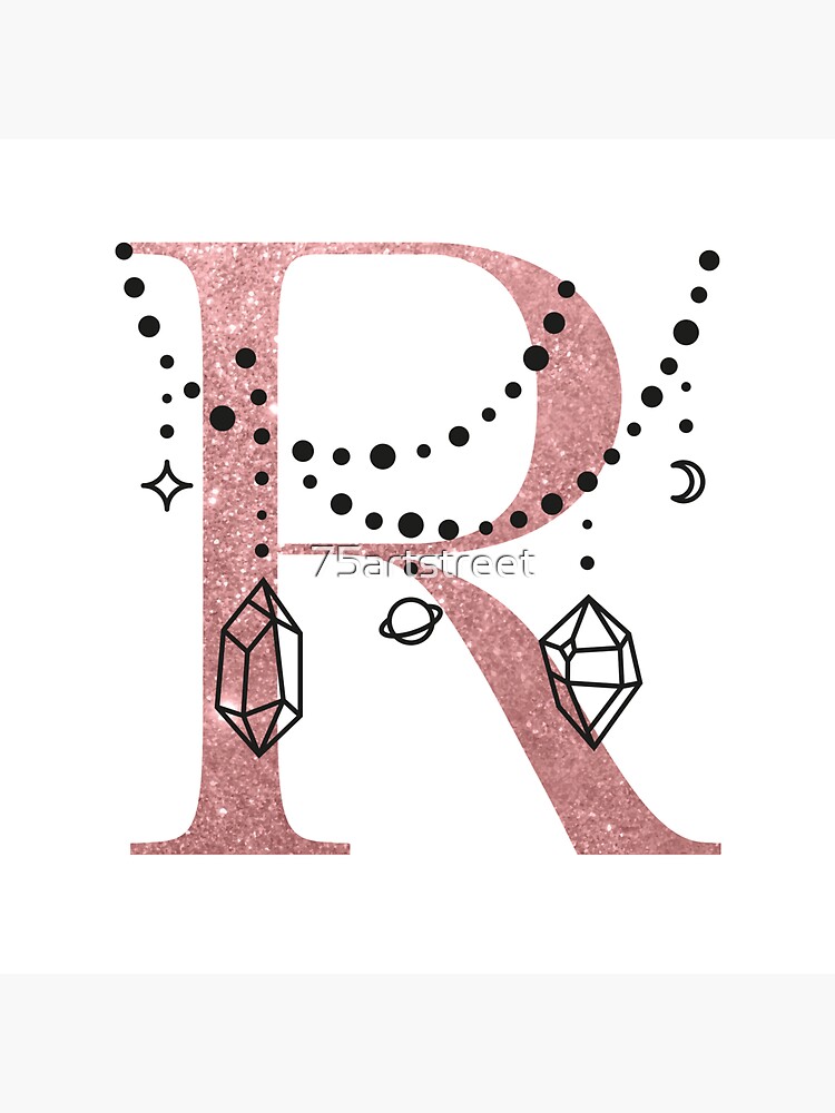 "Letter R - Pink - hanging crystals, moon, star, planet" Sticker for ...