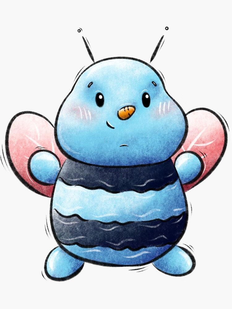 "Snowman is a blue bee with pink wings" Sticker by Lu-bee-art | Redbubble