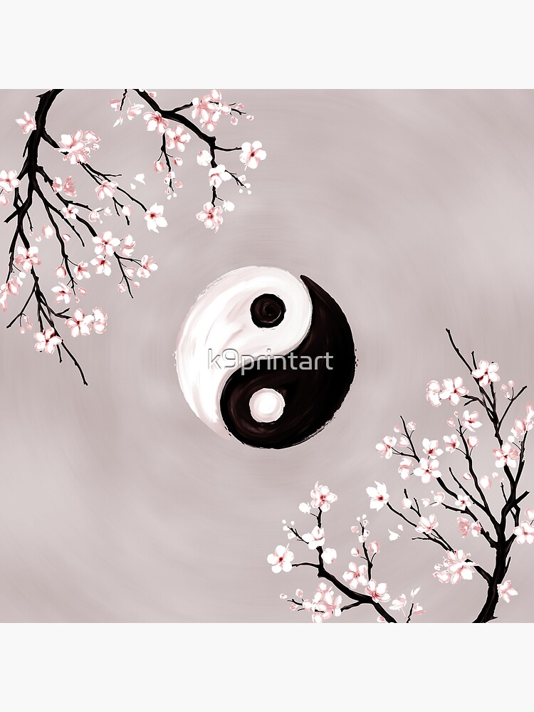 "Yin Yang and Sakura Blossom" Poster for Sale by k9printart | Redbubble