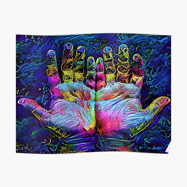 "two hands art,painted hands art" Poster for Sale by Artrendshop ...