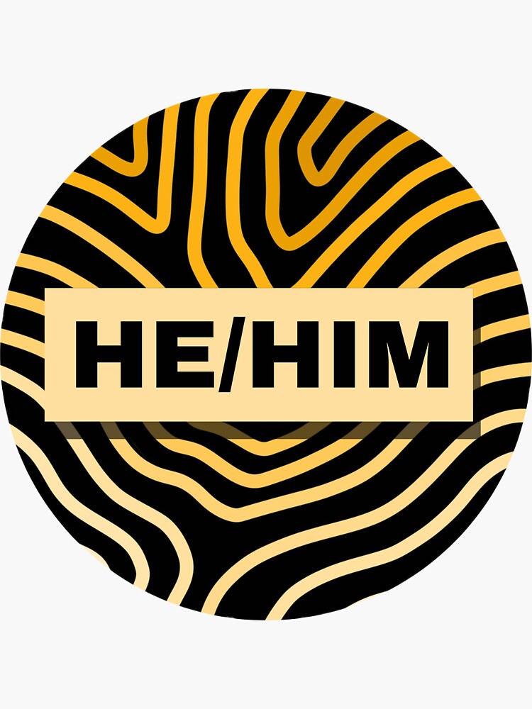 "Orange Wave Pronouns He Him" Sticker for Sale by Somilo-Co | Redbubble
