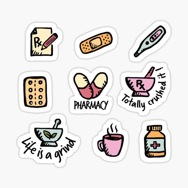 "Pharmacy doodles sticker pack" Sticker for Sale by Eenig | Redbubble
