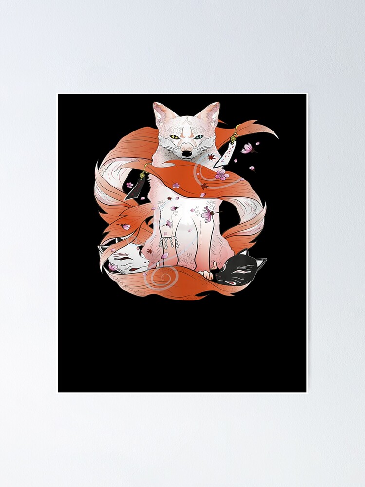 "Kitsune Japanese Kami Inari Nine-Tailed Fox Fox Spirit Yokai" Poster ...