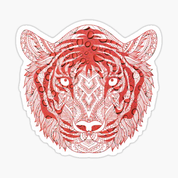 "Abstract Red Water Tiger Head - 2022 Year of the Tiger" Sticker for ...