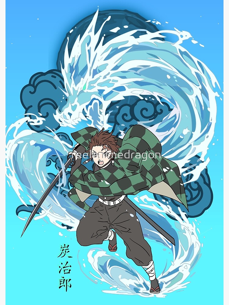 "Tanjiro Kamado Water Dragon - Kimetsu No Yaiba" Photographic Print by ...