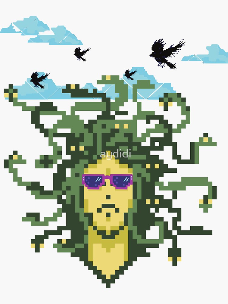" Emblem Medusa pixel , funny pixel art " Sticker for Sale by aydidi ...