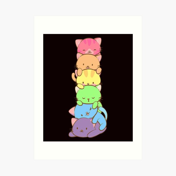 "Pansexual Cat LGBT Kawaii Anime Kitten Pan Pride Flag" Art Print for ...