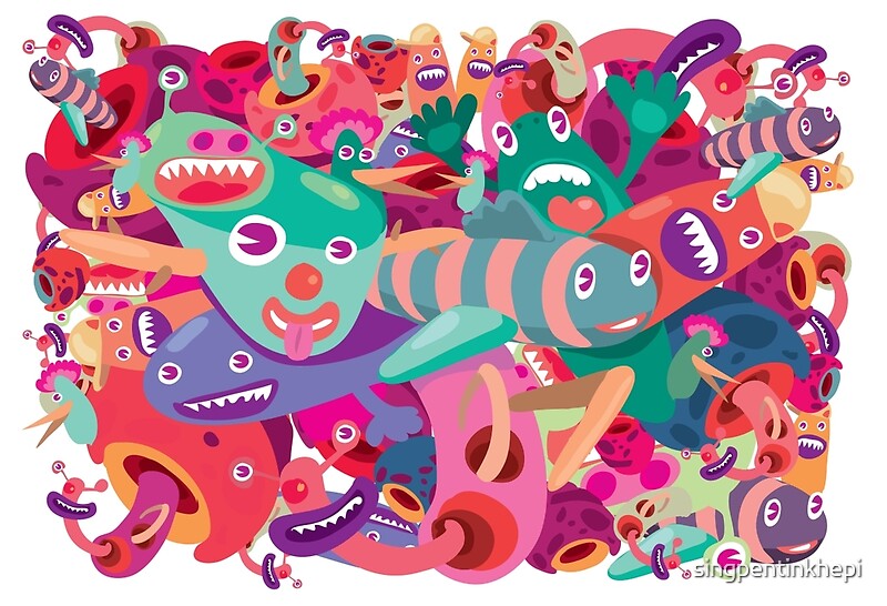 "little colorful cute monster" by singpentinkhepi | Redbubble