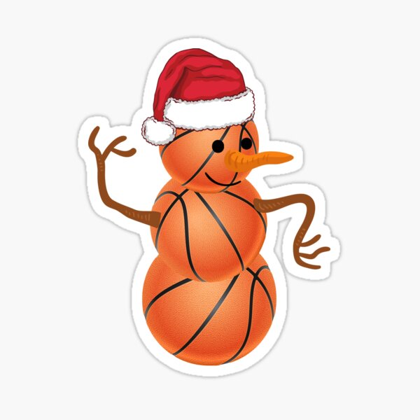 "Kids Xmas Basketball Player Snowman Balls Christmas Costumes" Sticker ...