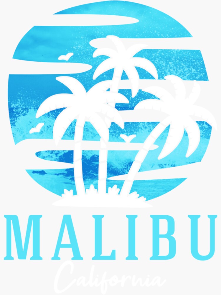 "Malibu California Palm Tree Travel Souvenir Fantastic City" Sticker by ...