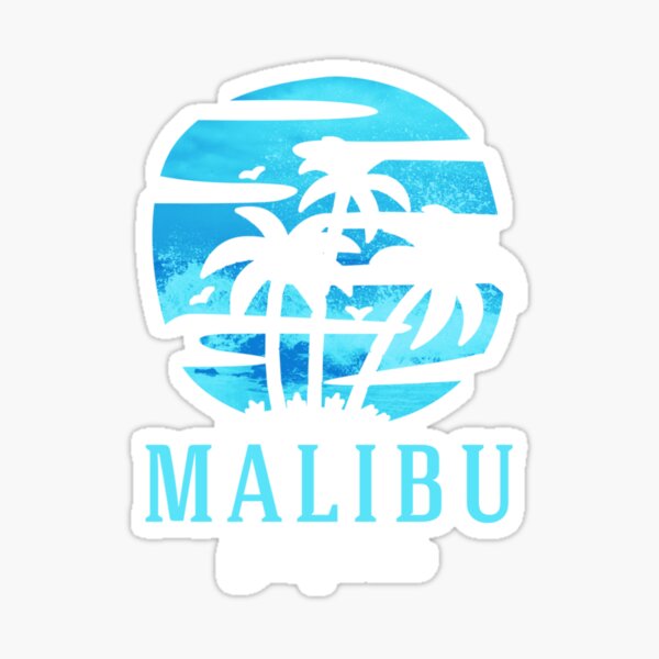 "Malibu California Palm Tree Travel Souvenir Fantastic City" Sticker by ...