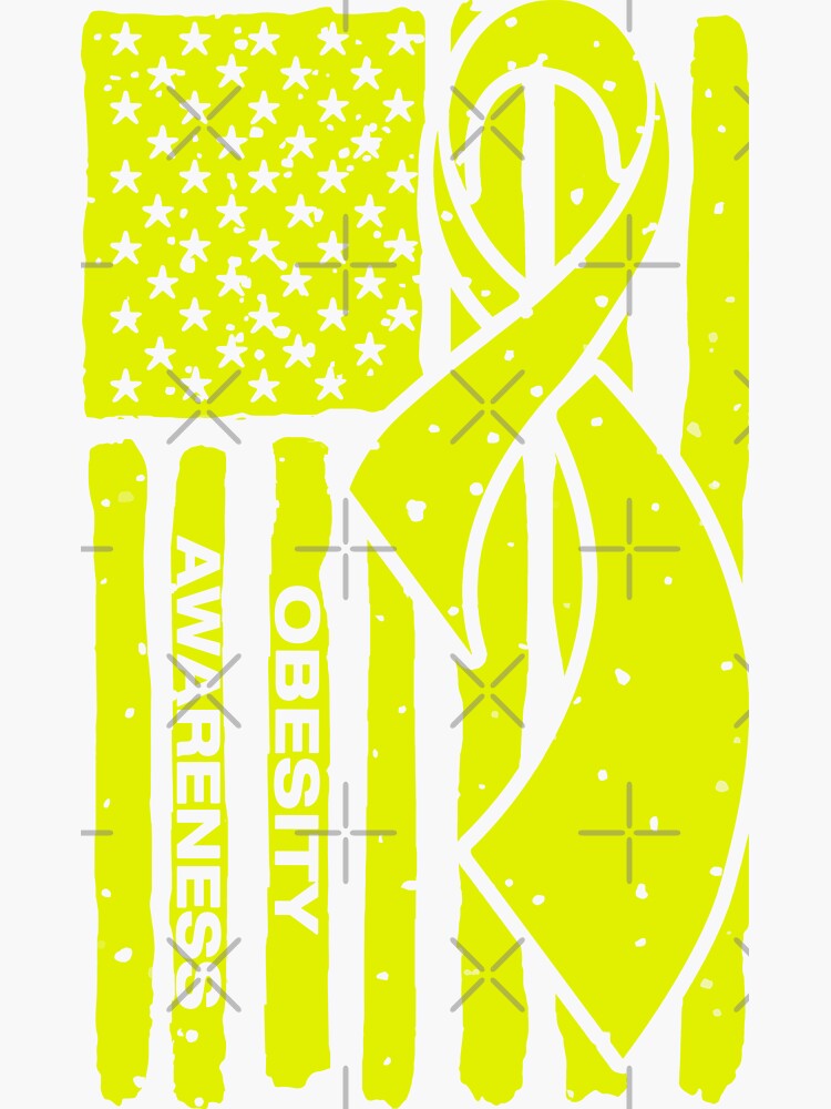 "Obesity Awareness Ribbon American Flag" Sticker for Sale by Tadmab ...
