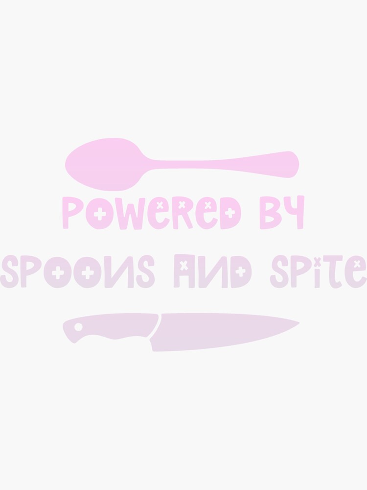 "Powered by Spoons and Spite" Sticker for Sale by quirkytoast | Redbubble