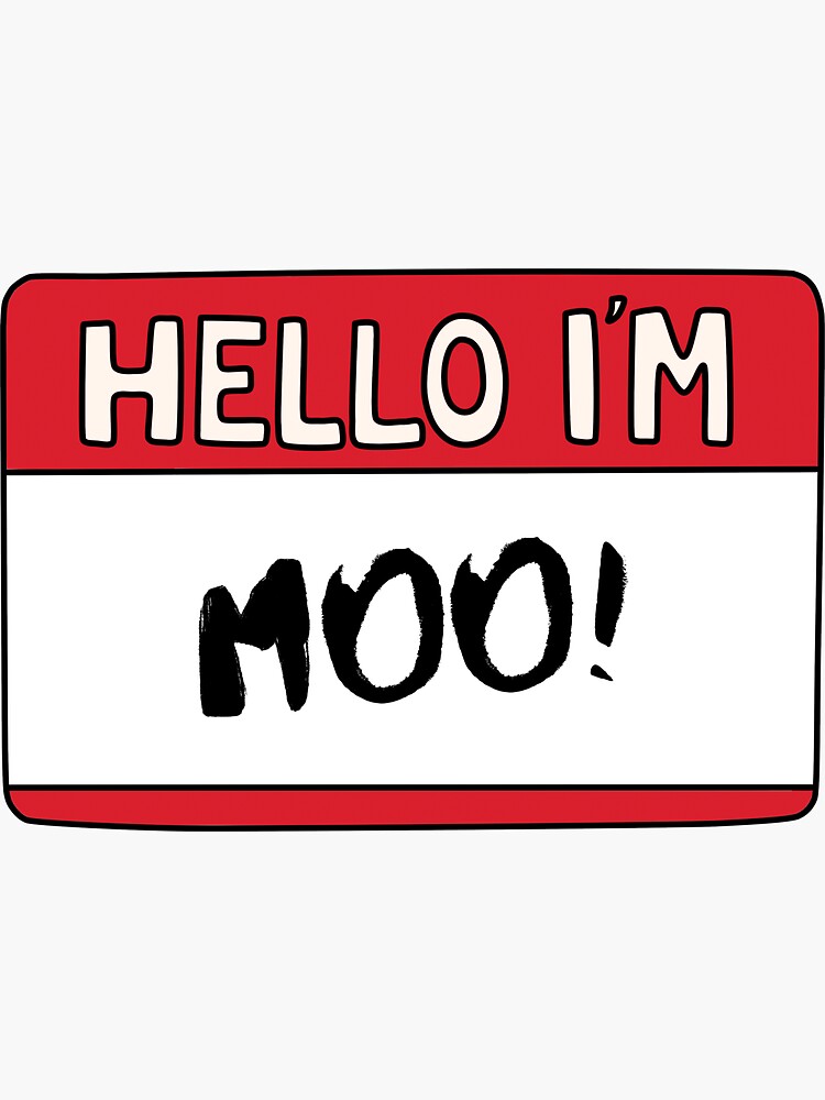 "Hello I'm Moo!" Sticker for Sale by kids1412 | Redbubble