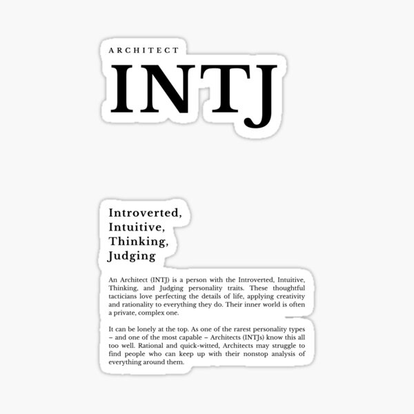 "intj - mbti" Sticker for Sale by verticalley | Redbubble