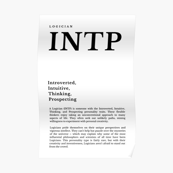 "intp - mbti" Poster for Sale by verticalley | Redbubble