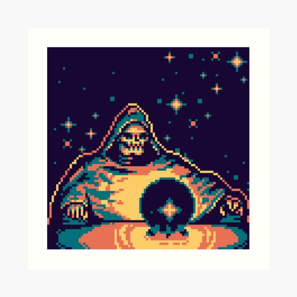"Pondering My Orb Skeleton Pixel Art HD Meme" Art Print for Sale by ...