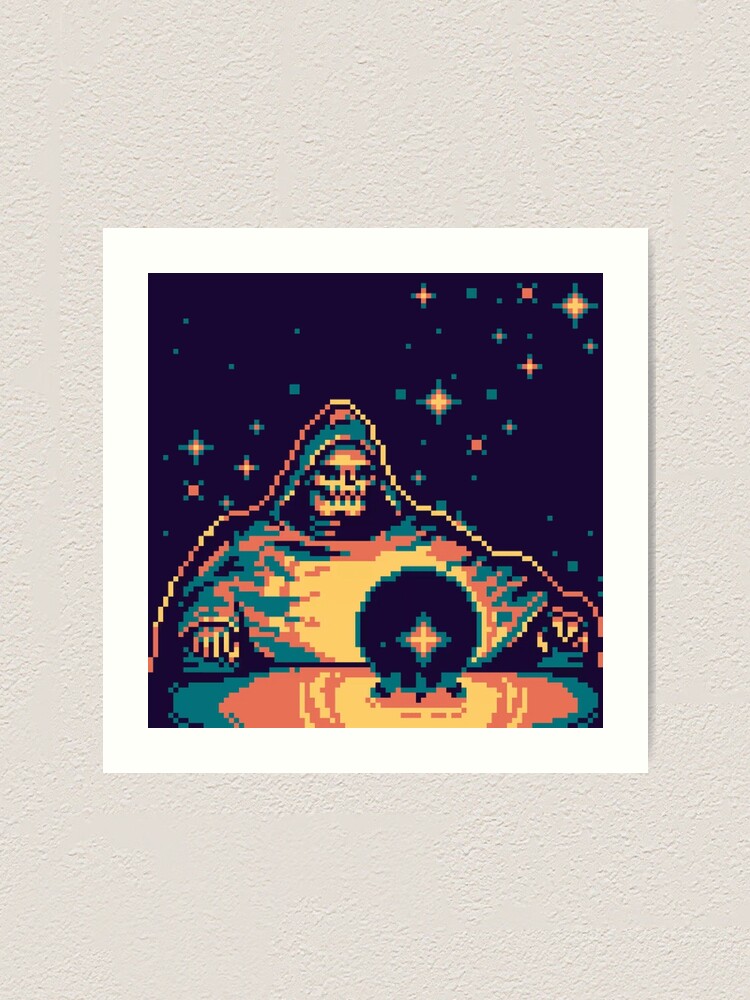 "Pondering My Orb Skeleton Pixel Art HD Meme" Art Print for Sale by ...