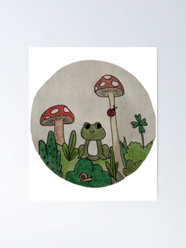 "Cottagecore frog and mushrooms " Poster for Sale by LifeWondering ...