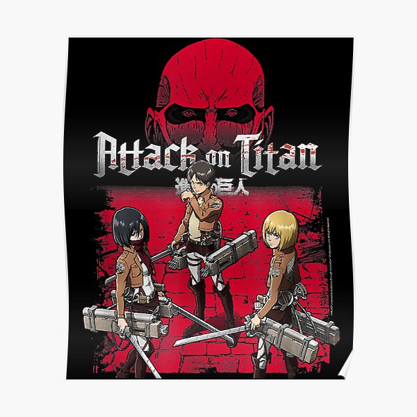 "Attack on Titan Main Characters Red Background" Poster for Sale by ...