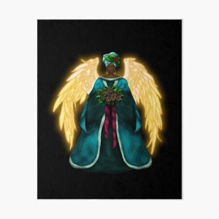 "Chocolate skinned angel in blue dress (black background)" Art Board ...