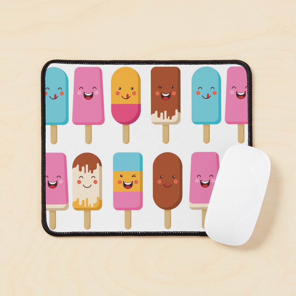 "Summer Popsicles Creamsicles Ice Cream Bars with Kawaii Faces - White ...