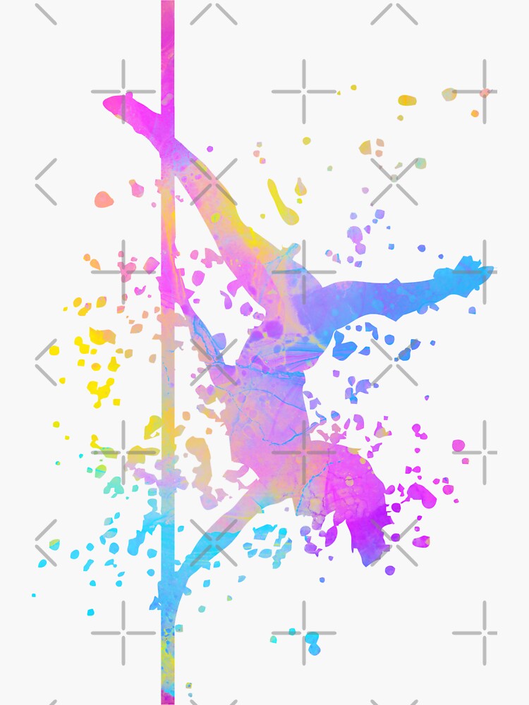 "Pole Dance Fitness Color Splash Pole Dance" Sticker for Sale by ...
