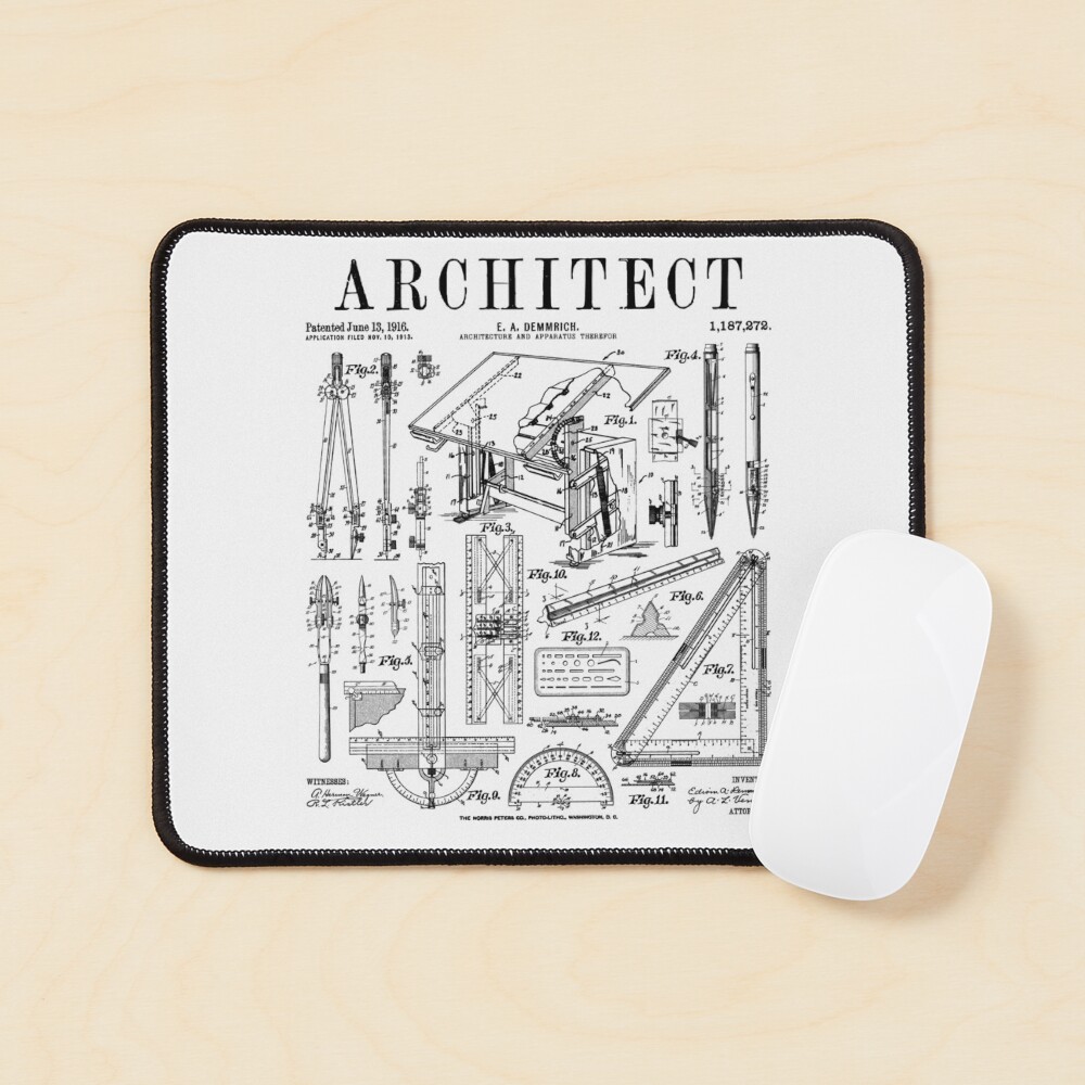 "Architect Architecture Student Tools Vintage Patent Print" Sticker for ...