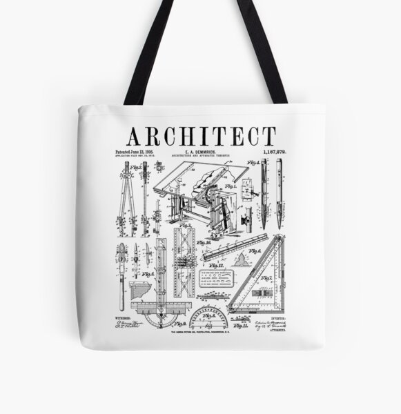 "Architect Architecture Student Tools Vintage Patent Print" Tote Bag ...