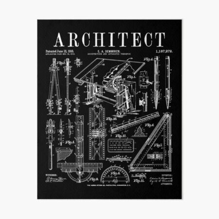 "Architect Architecture Student Tools Vintage Patent Print" Art Board ...