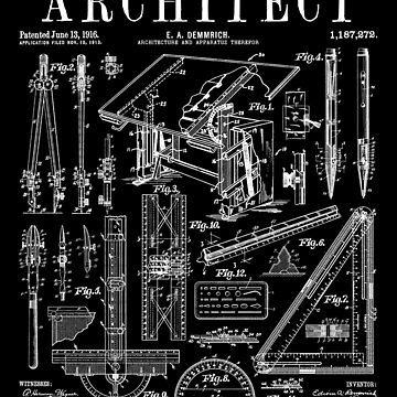 "Architect Architecture Student Tools Vintage Patent Print" Sticker for ...
