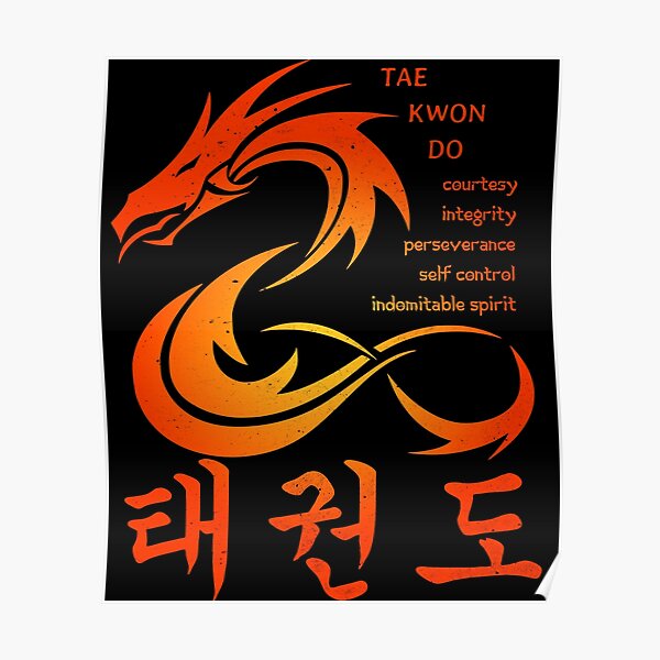 "Martial Arts Dragon in Color with Korean Taekwondo Symbols and 5 TKD ...