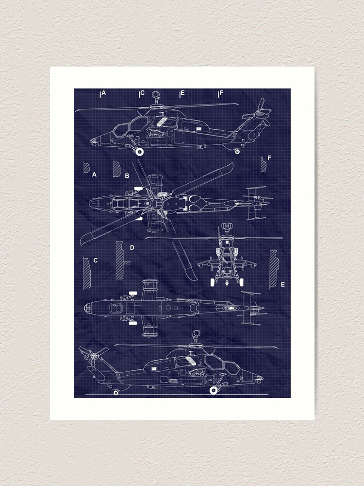 "Complex British Helicopters Blueprint" Art Print for Sale by ...