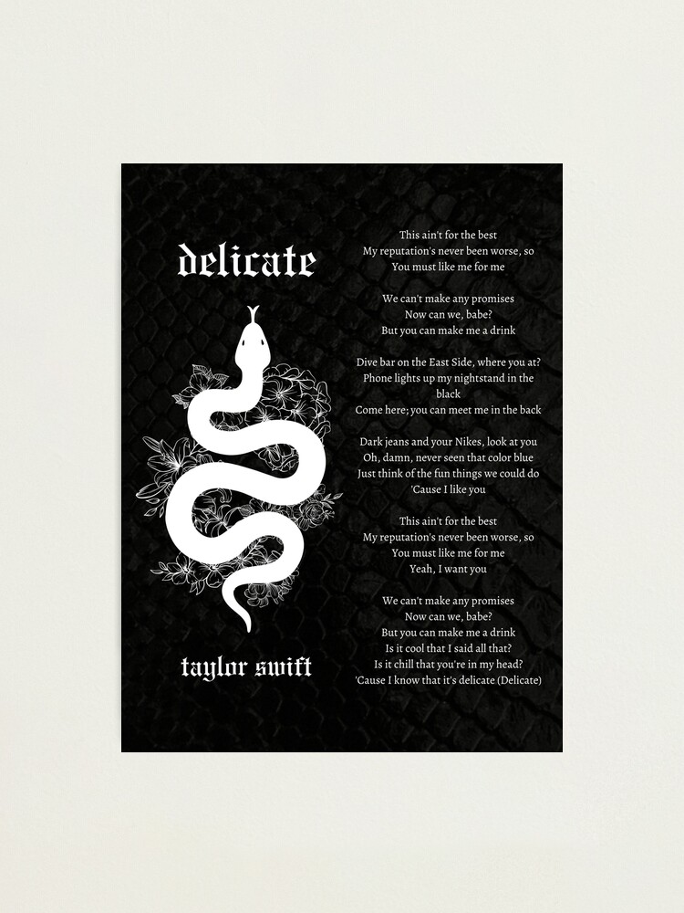Lámina fotográfica «letras de canciones delicadas: álbum de reputación ...