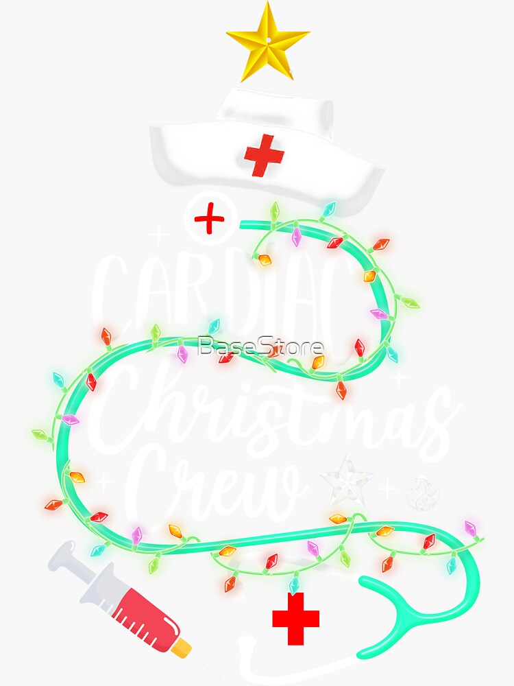 "Cardiac Christmas Tree Crew Nurse Techs Secretary" Sticker by ...