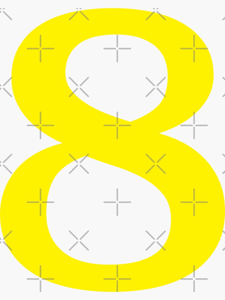 "Yellow 8 Simply the number eight on shirts and stuff." Sticker by ...