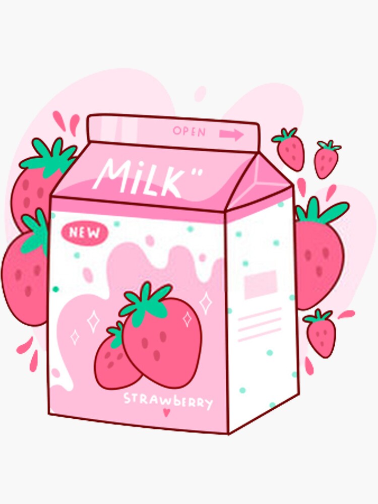 "Strawberry milk design" Sticker by Art-chick | Redbubble