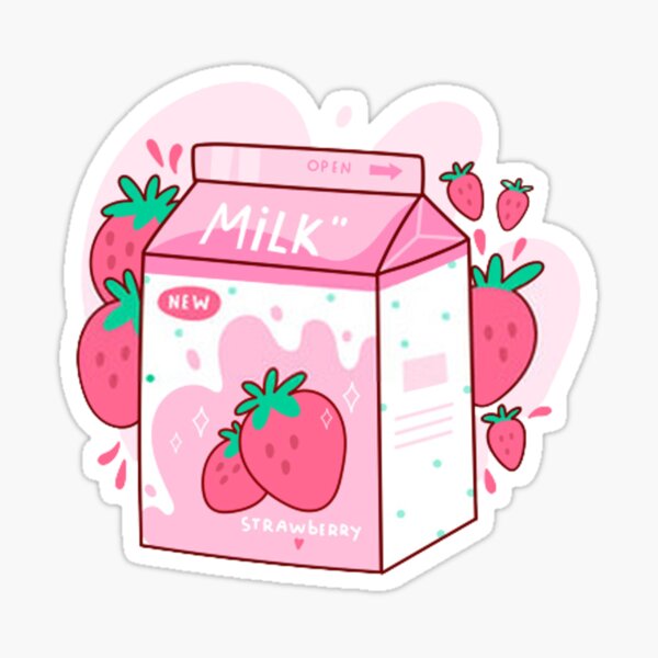 "Strawberry milk design" Sticker by Art-chick | Redbubble