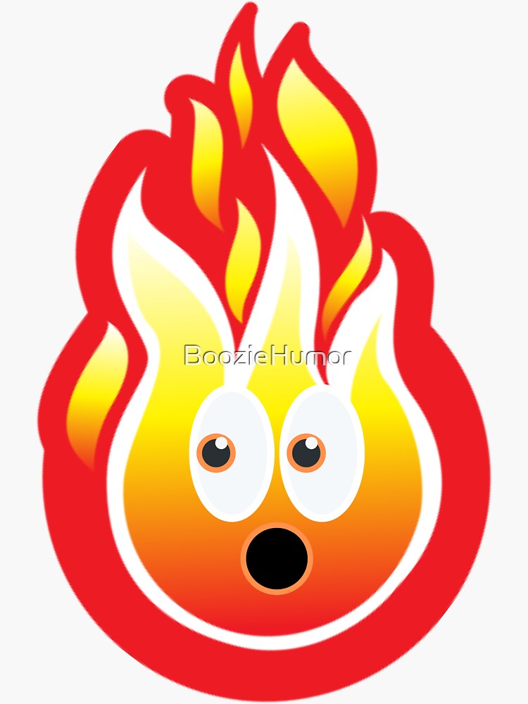 "Surprised face - Funny Cartoon Fire Flame" Sticker for Sale by ...